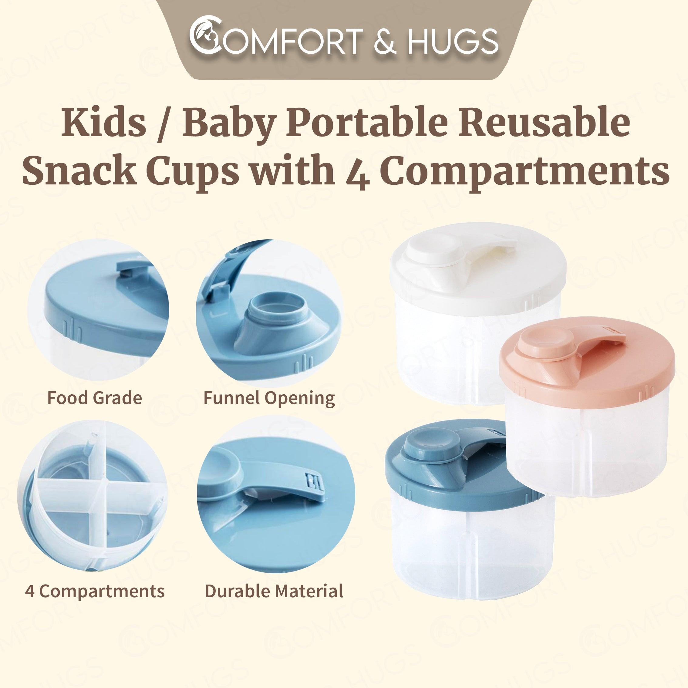 Portable Reusable Snack Cups with 4 Compartments Formula Dispenser – N